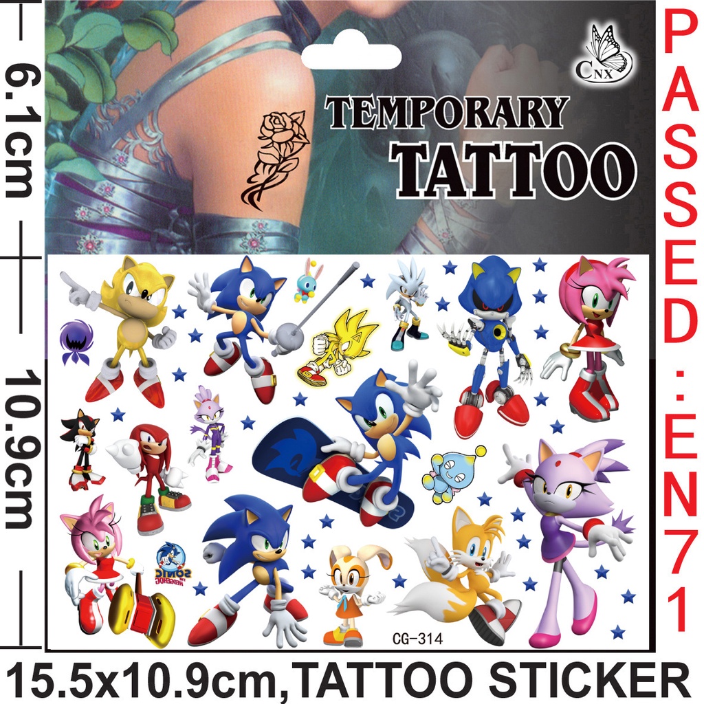 [SG] Sonic The Hedgehog Movie Tattoo Waterproof Temporary Tattoo Facial ...