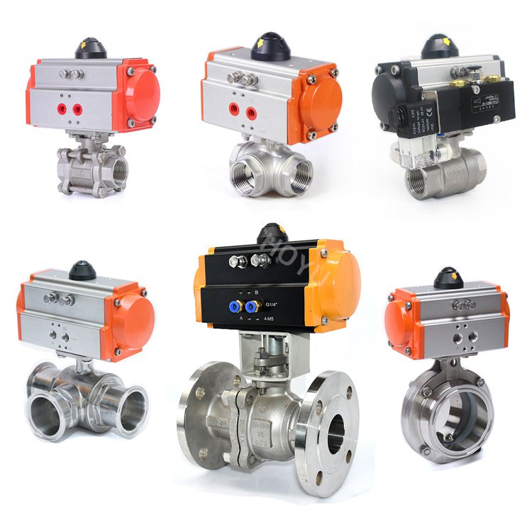 304 Thread Type 3 Way Ball Valve With Pneumatic Actuator Stainless Steel Pneumatic Butterfly ...