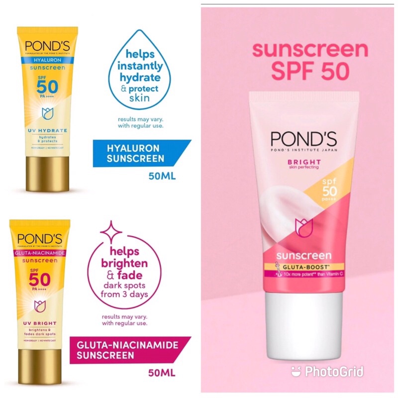 POND'S BRIGHT Sunscreen SPF 50+++ with Niacinamide for Brighter ...