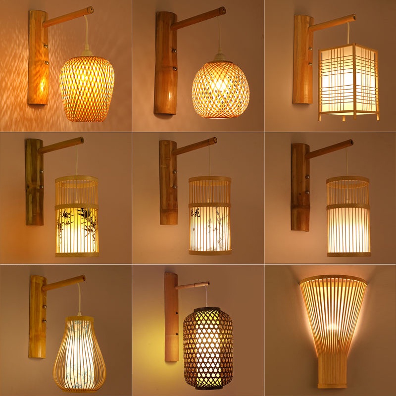 Japanese Style Rattan Wall Lamp Bedroom Tea Room Lights Corridor Light ...