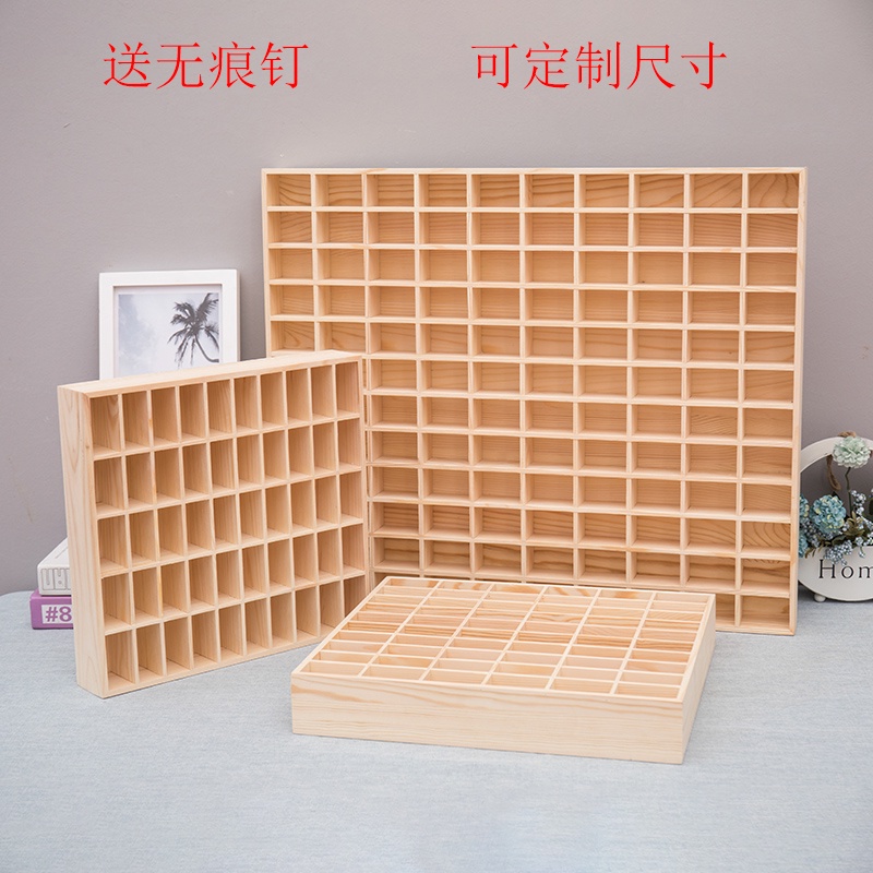 Solid Wood Multi-Grid Car Storage Compartment Wall Toy Shelf Multi ...