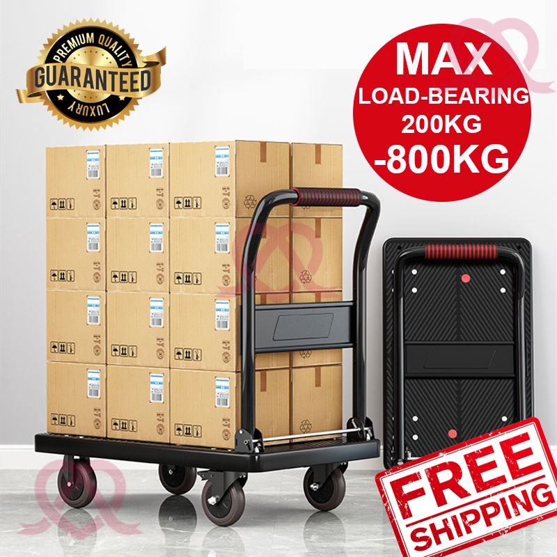 Foldable Trolley Foldable Push Hand Cart 360° Swivel Wheels for Loading ...