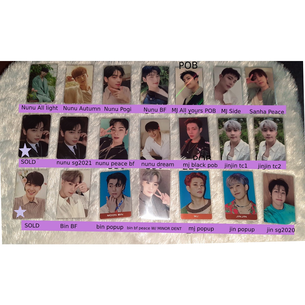 KPOP ASTRO OFFICIAL PHOTOCARDS & POLAROIDS (CHA EUN WOO, MOONBIN, ROCKY, JINJIN, SANHA, MJ ...