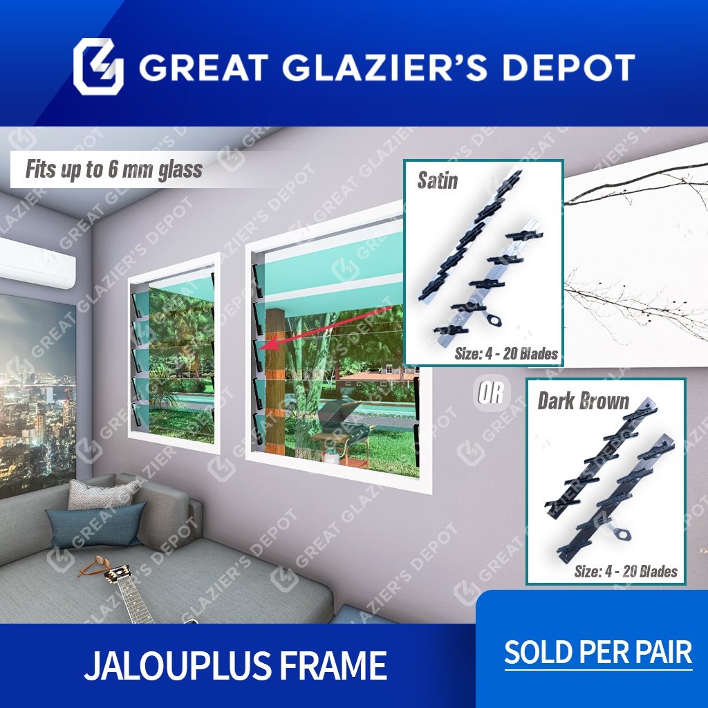 Jalouplus Jalousie Frame 4 Blades - 10 Blades for Louver Window 1 Pair ...