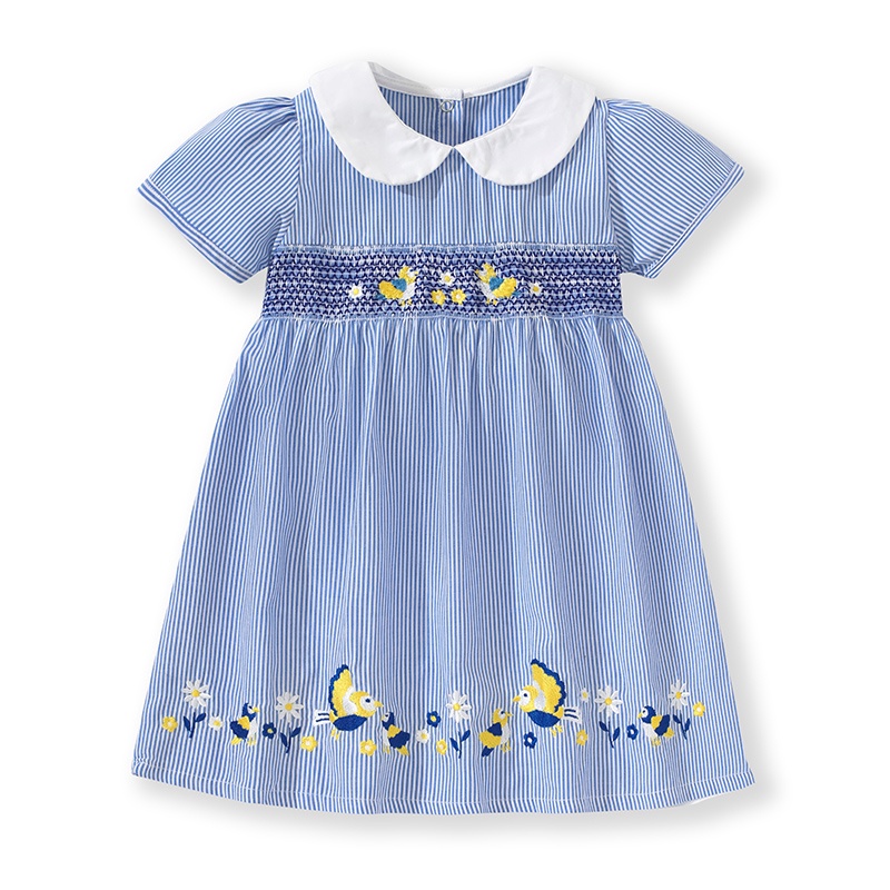 _ Little maven Girls Peter Pan Collar Dress Summer Animal Birds with ...