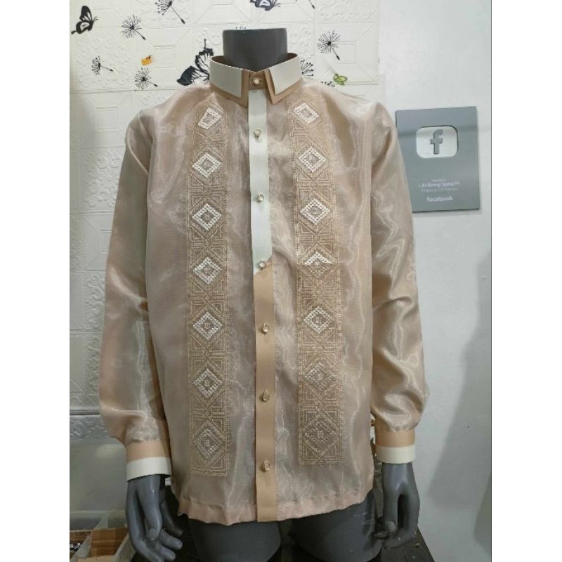Modern Barong Tagalog Beige color ( Full open series ) | Shopee Singapore