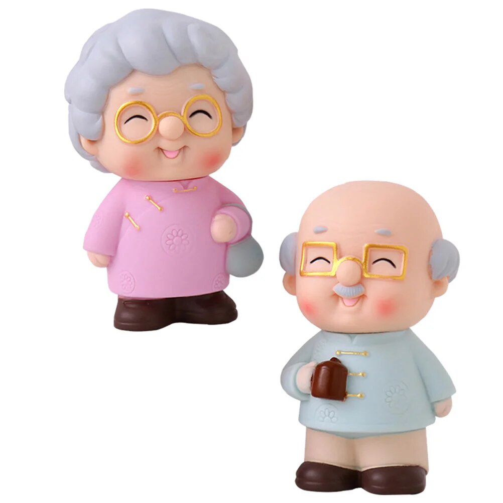 Couple Cake Topper Figurines Elderly Figurine Anniversary Statue ...