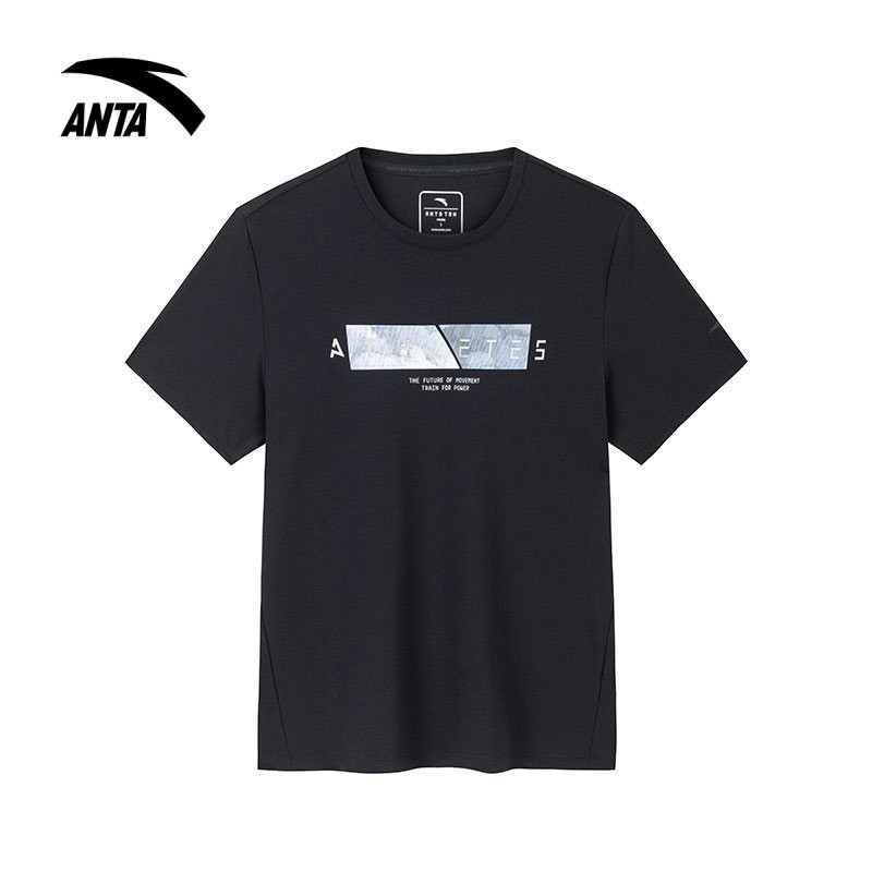 ANTA Men Cross-Training Short Sleeve Tee In Basic Black | Shopee Singapore