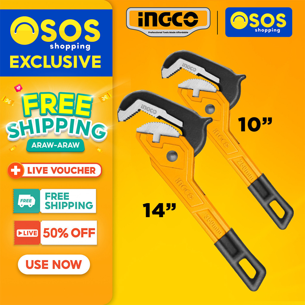 Ingco Tools Ratcheting Pipe Wrench 10inches(250mm) & 14inches(350mm ...