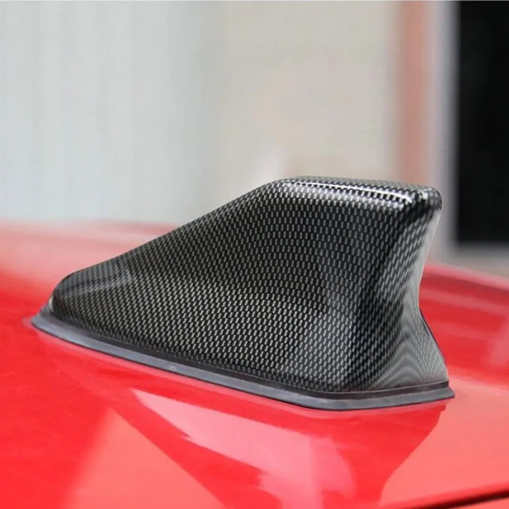 16cm Universal Carbon Fiber Look Car Roof Top Mount Shark Fin Aerial ...