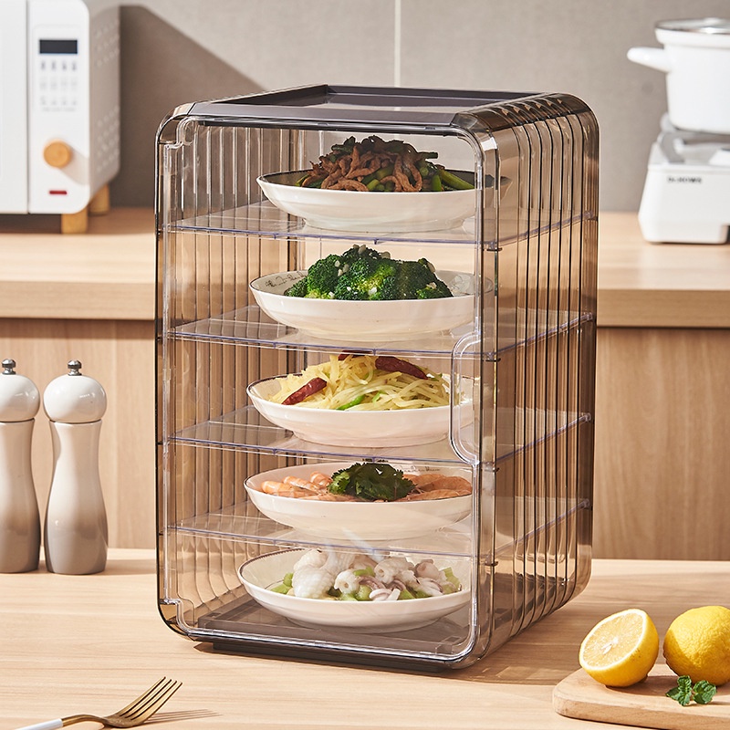 5 Layers Food Cover Plastic Transparent Dish Cover Dustproof Stackable ...