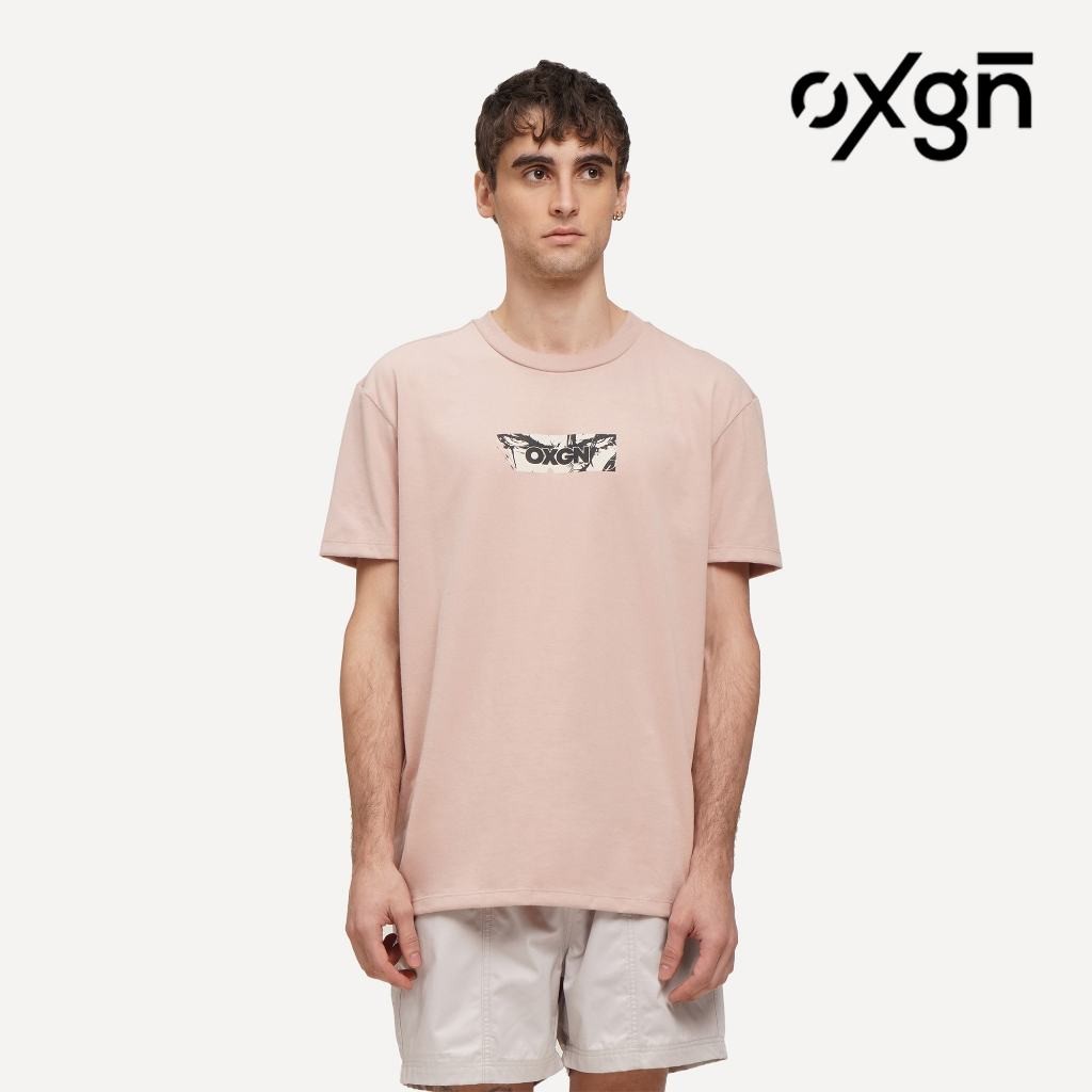 OXGN Logo Graphic T-Shirt For Men (Blush/Plum/White) | Shopee Singapore