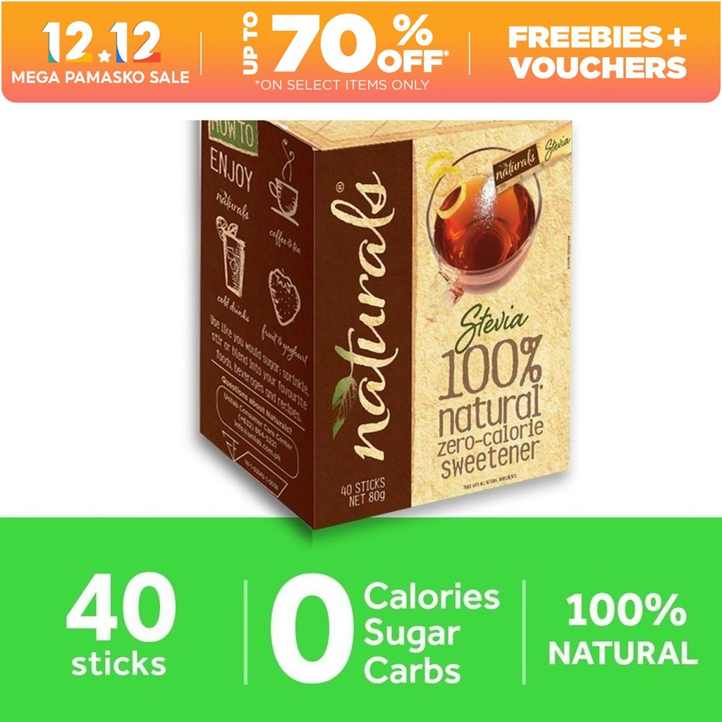 Naturals Stevia Zero Calorie Sweetener 40 Sticks - 1 Box (Natural ...