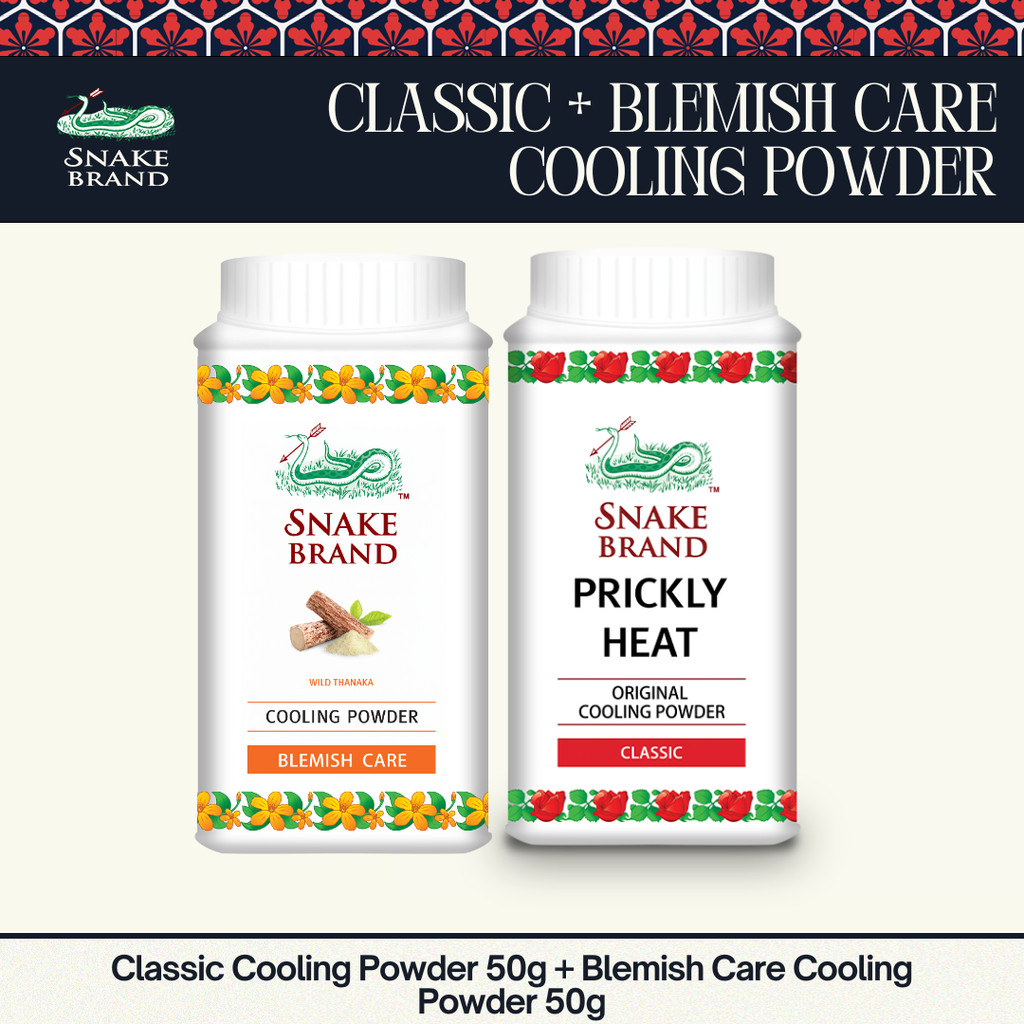 Snake Brand Classic Cooling Powder 50g + Blemish Care Cooling Powder ...