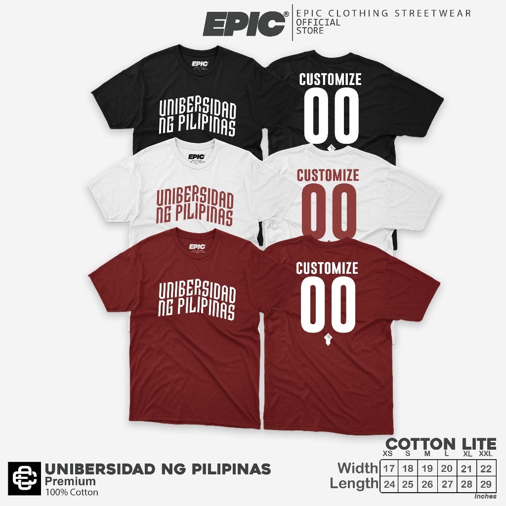 BASIC TEES - UNIBERSIDAD NG PILIPINAS - UP - COTTON AND DRIFIT- Epic CLothing Streetwear S2 ...