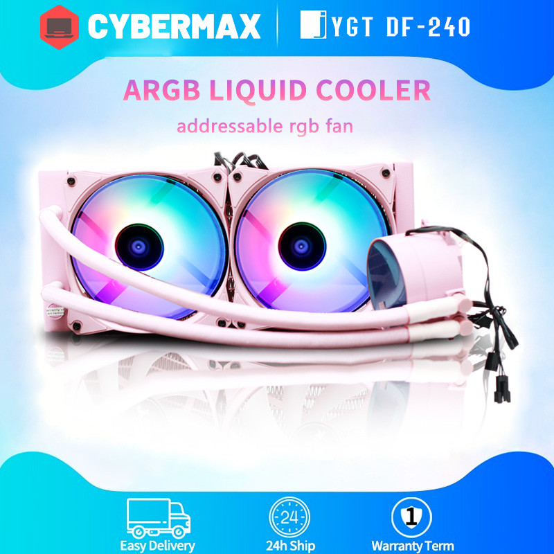 YGT DF-240 CPU Pink Liquid Cooler ARGB 3Pin Heatsink Cooling Quiet All ...