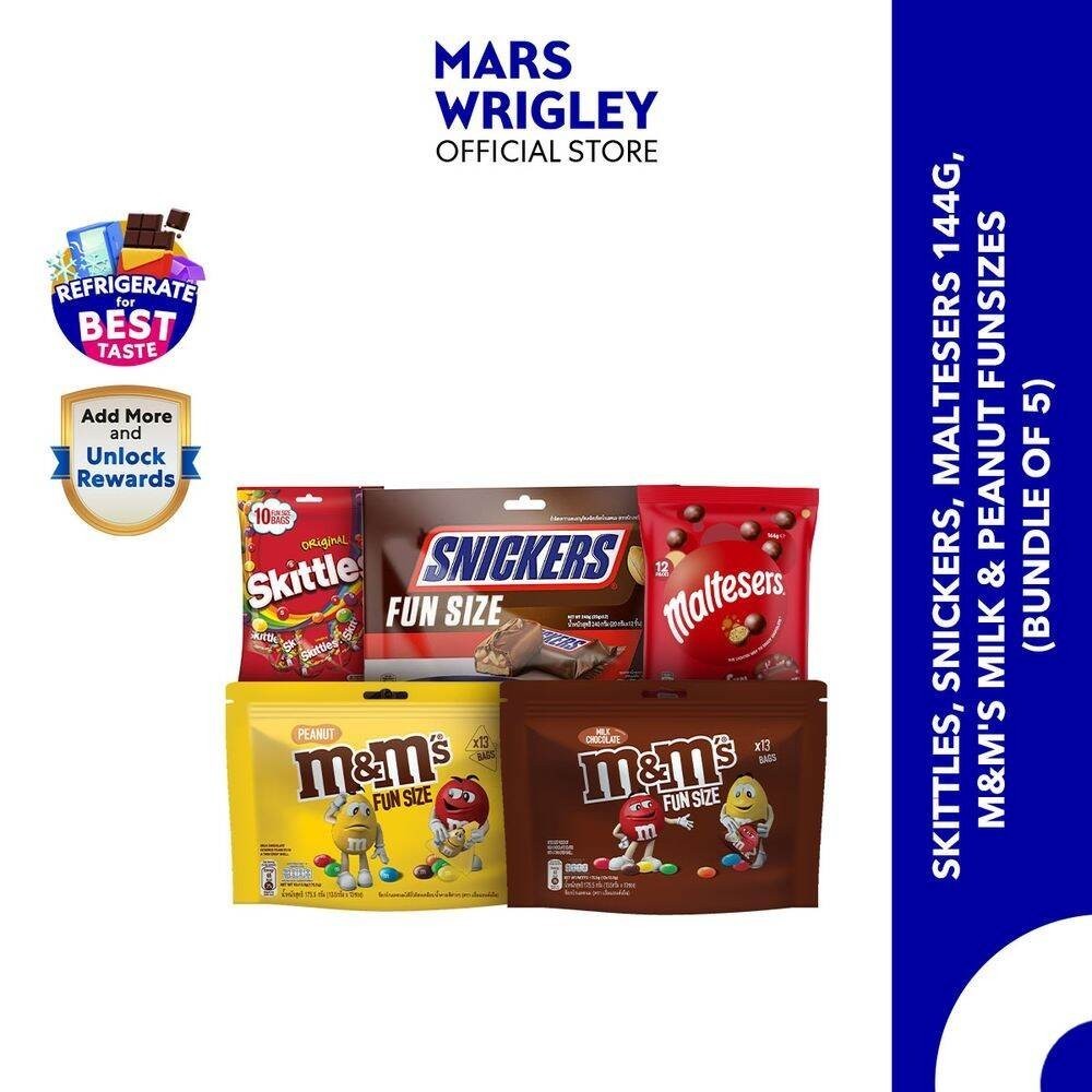 Skittles, Snickers, Maltersers 144g, M&M's Milk & Peanut Funsizes [Bundle Of 5] | Assorted ...