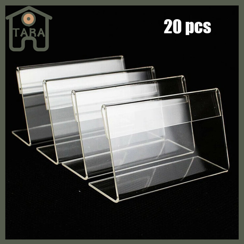 20pcs Acrylic Label Display Holder Clear Desktop Price Tag Name Sign ...
