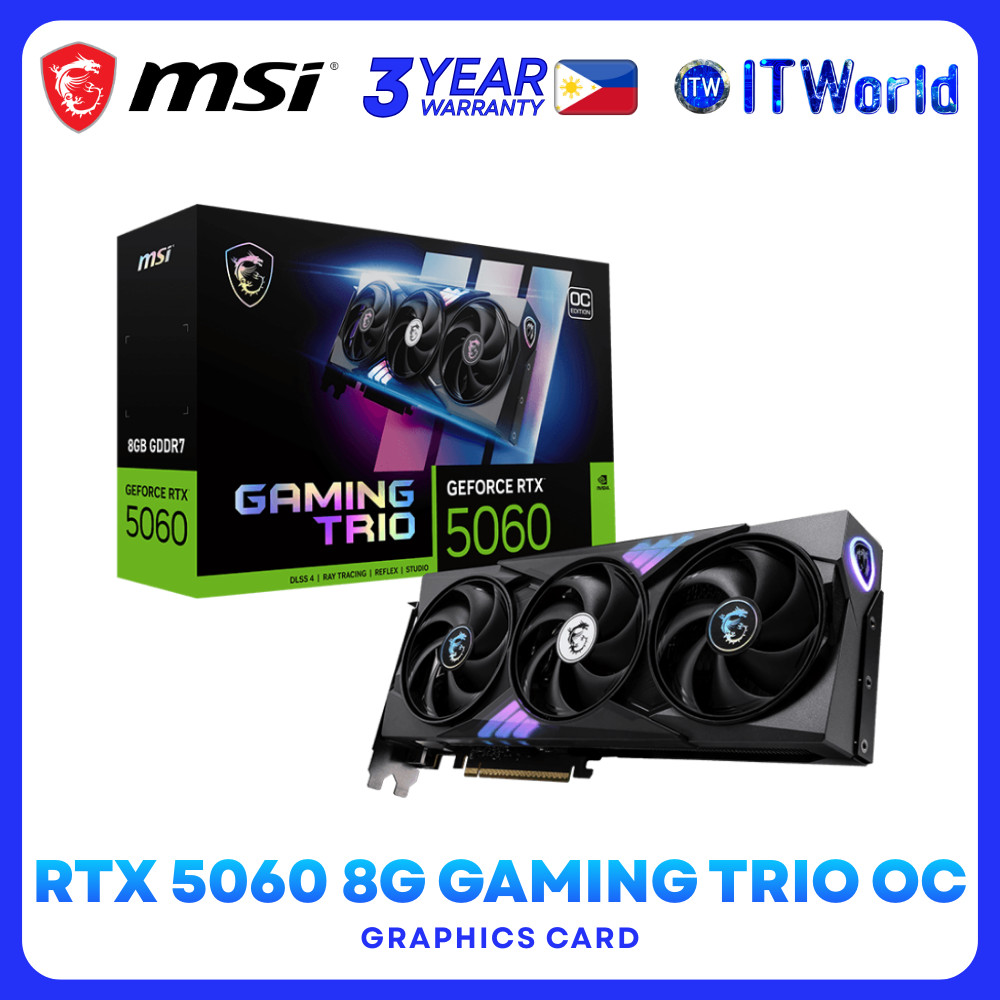 MSI RTX 5060 Gaming Trio OC 8GB GDDR7 PCIe 5.0 Graphics Card Desktop ...