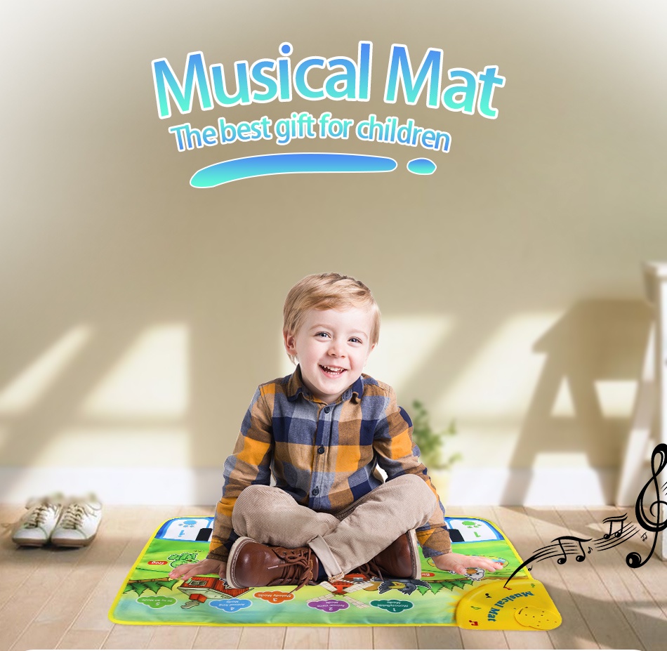Baby Educational Piano Play Mat Animal Farm Theme Music Mat Toys for ...