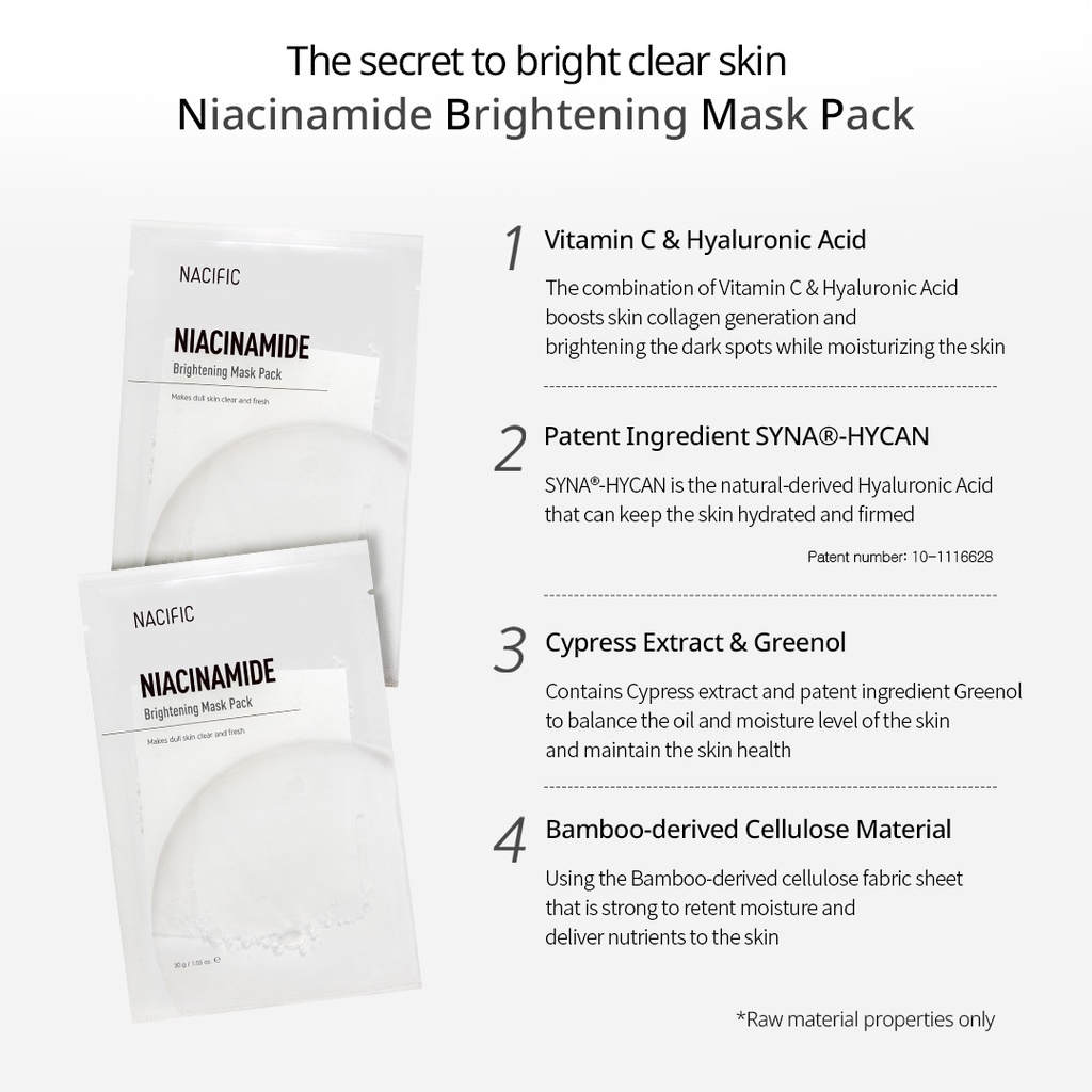 NACIFIC Niacinamide Brightening Mask Pack (10ea x box) | Shopee Singapore