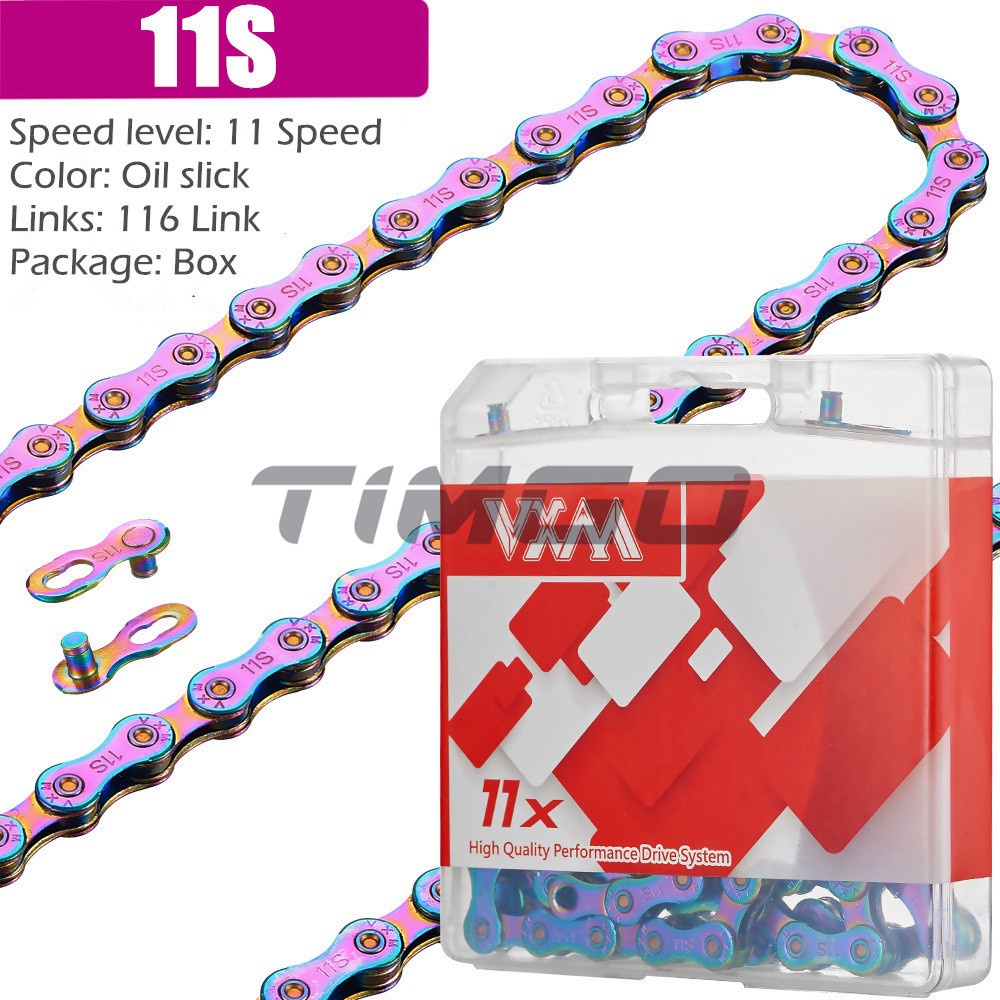 VXM MTB Road Bike Chain 6/7/8/9/10/11 Speed Oil Slick Colorful Plating ...