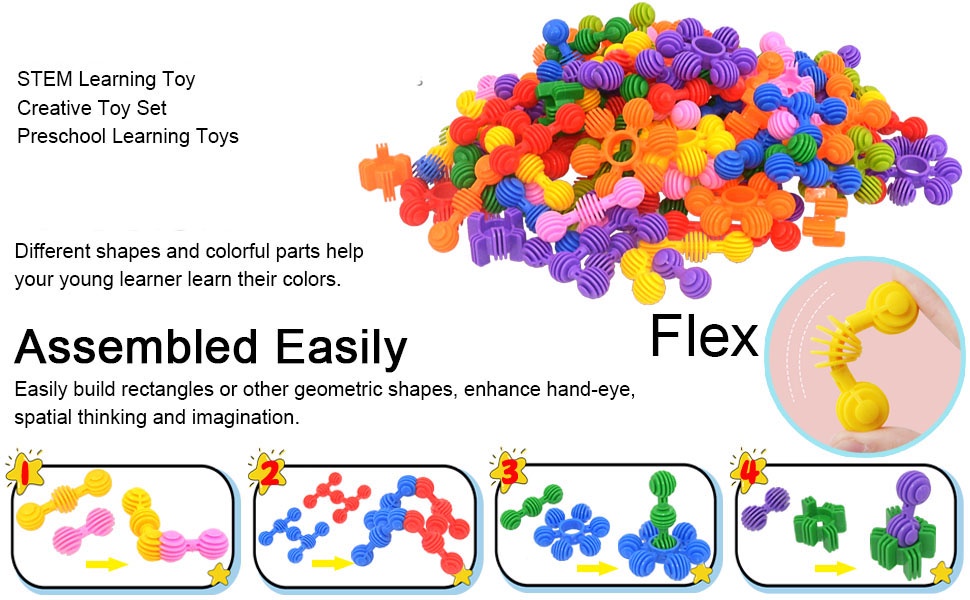 Star Flex Kids Building Blocks STEM Toys, Create Puzzle Plastic ...