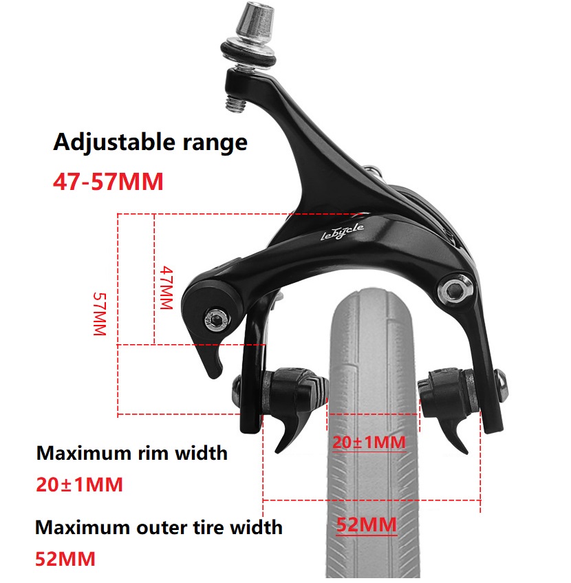 Road Bike C Brake Caliper 47-57mm Stroke Front & Rear Bicycle Caliper ...
