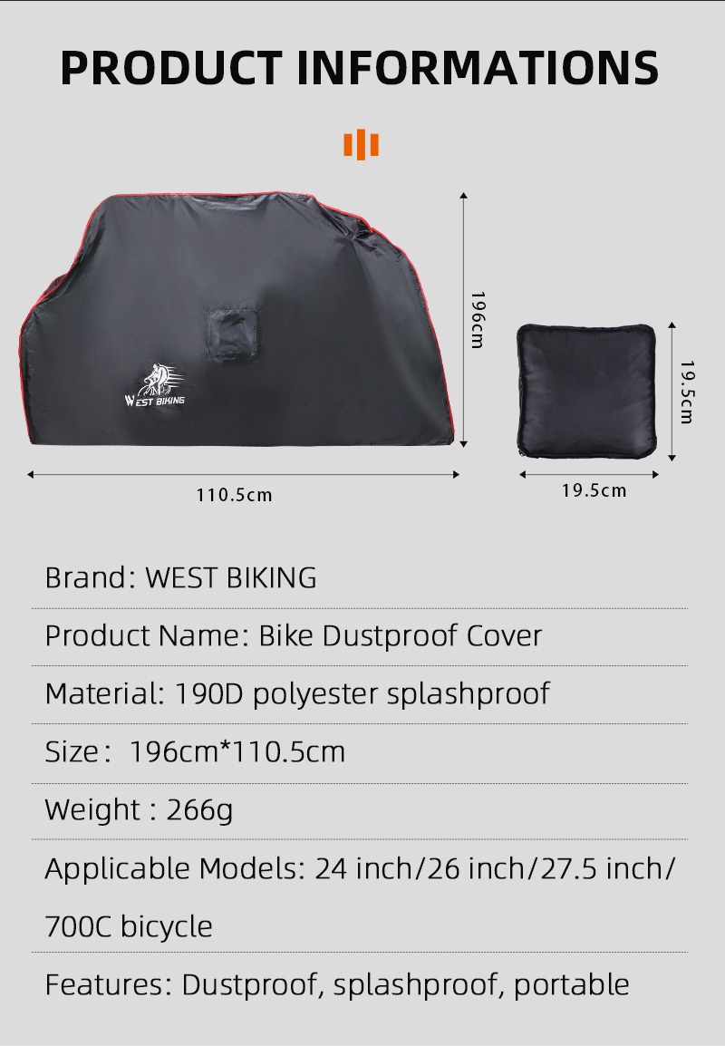 WEST BIKING Waterproof Bicycle Dust Cover Protective Cover Mountain ...