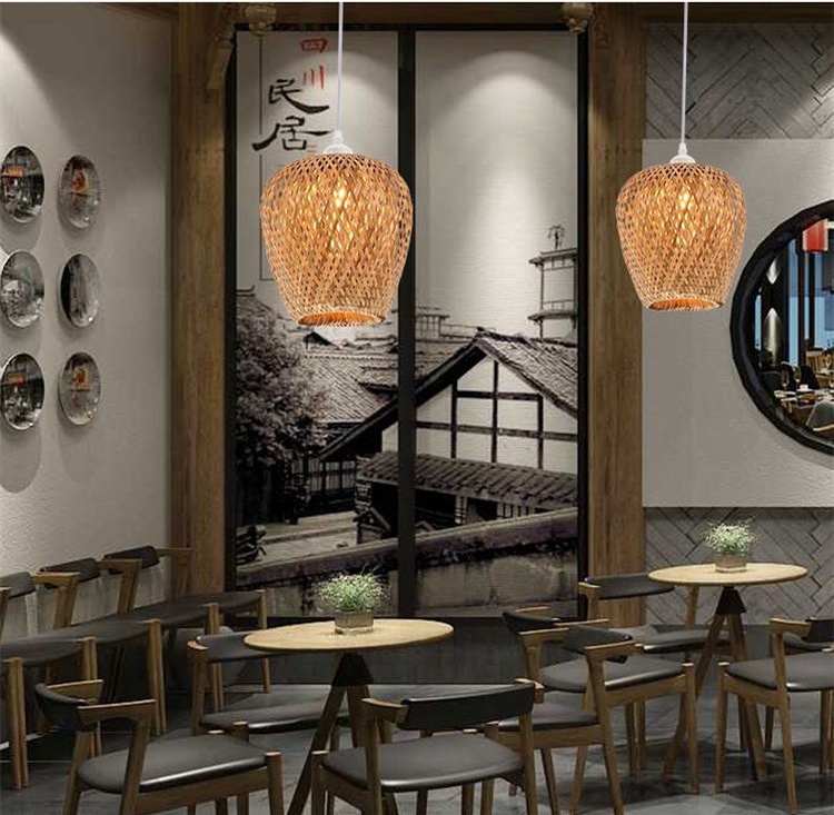 Modern Bamboo Lantern Droplights Kitchen Dining Pendant Lamp Restaurant ...