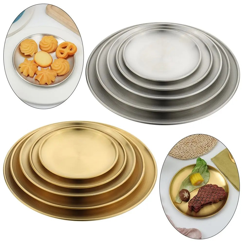 Western Steak Round Tray Eco-Friendly Stainless Steel Dinner Plates ...