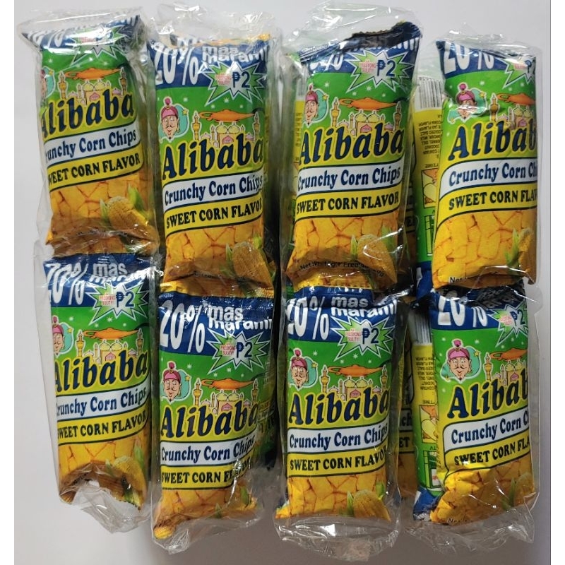 4 Packs Alibaba Crunchy Corn Chips Sweet Corn Flavor(Green) | Shopee ...