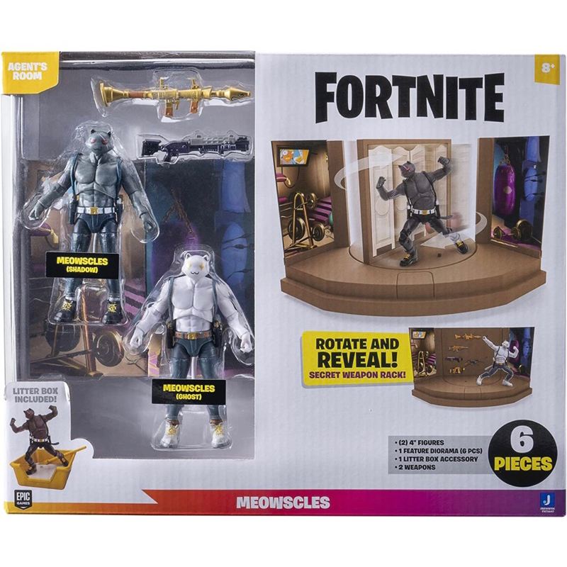 Fortnite Meowscles Agent’s Room Playset w Two 4-inch Articulated ...