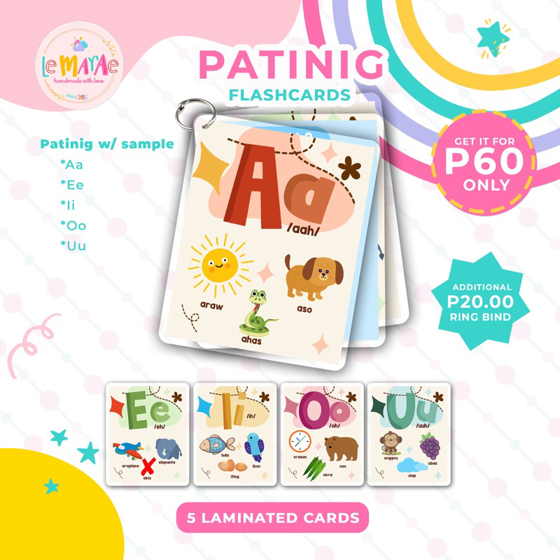 PATINIG VOWELS with Photos READING Laminated Flashcards Educational ...