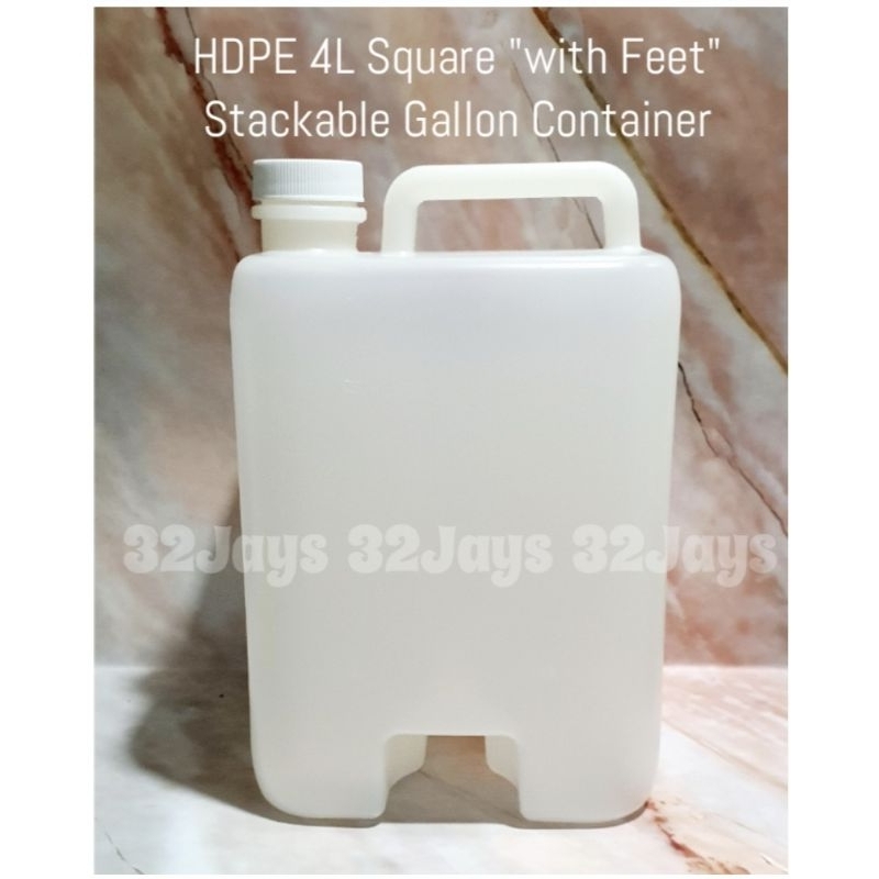 Plastic HDPE 4Liter Stackable Screw Cap Gallon Empty Plastic Container ...