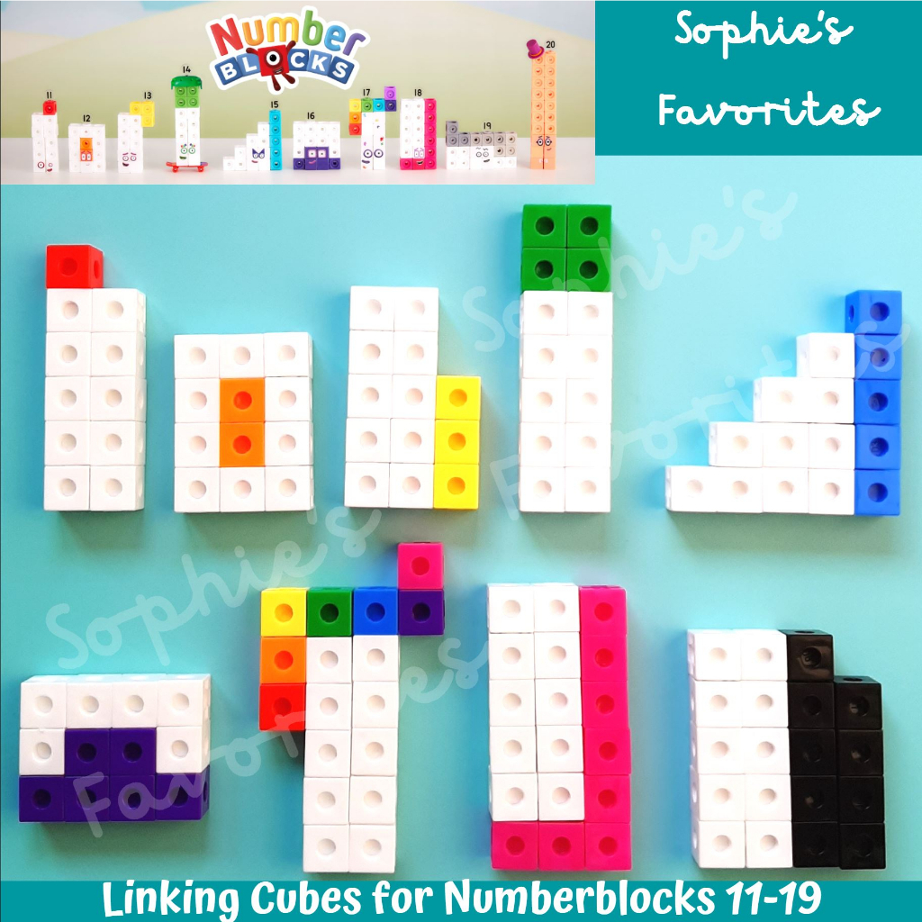 100 pcs WHITE Linking Cubes for Numberblocks 11-19 Snap Cubes Unifix ...
