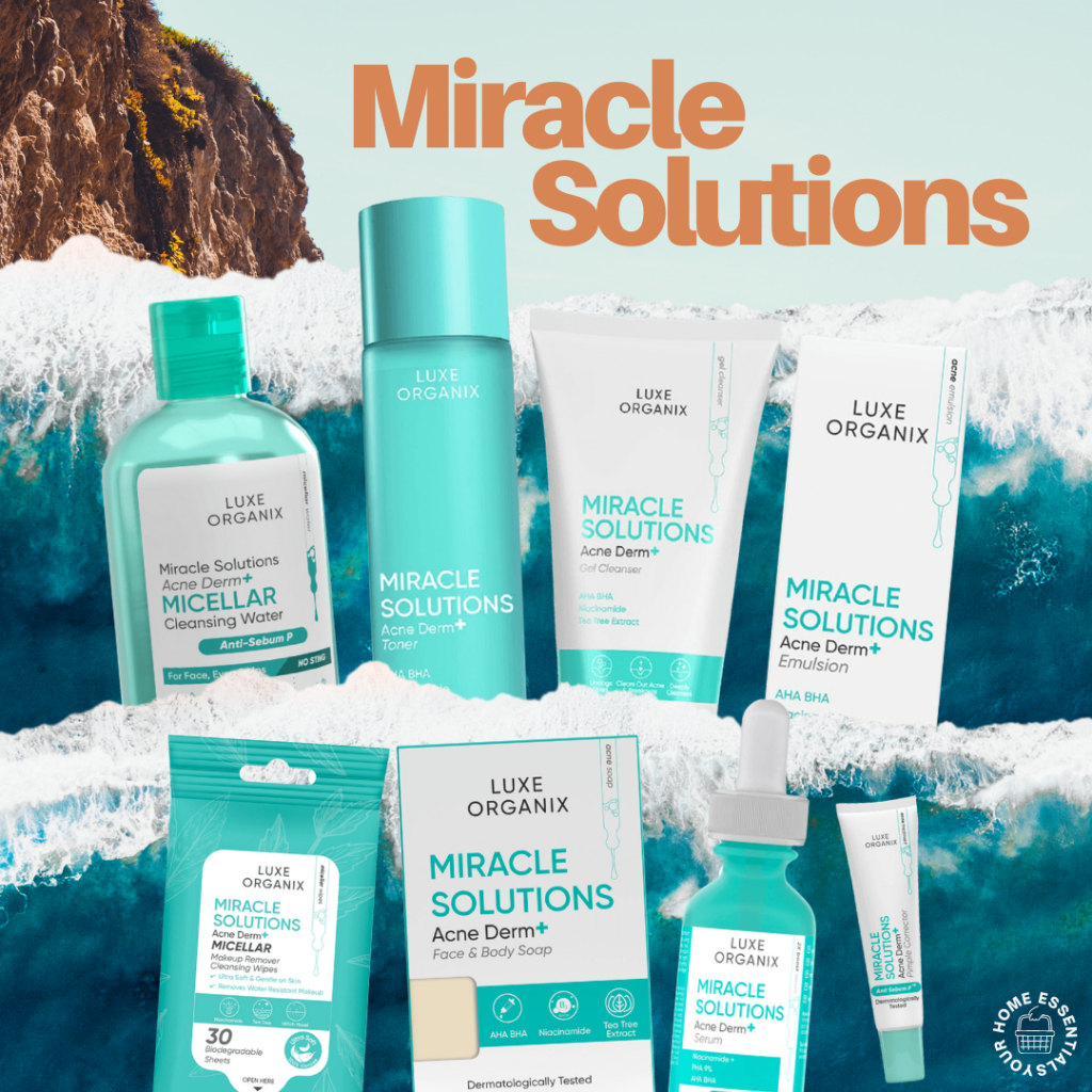 LUXE ORGANIX Miracle Solutions AHA/BHA Toner, Gel Cleanser, Serum, Soap ...