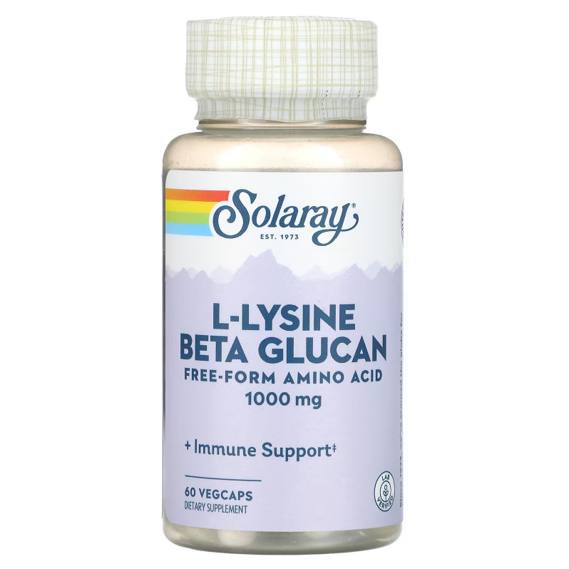 Solaray, L-Lysine & Beta Glucan, 1,000 mg, 60 VegCaps | Shopee Singapore
