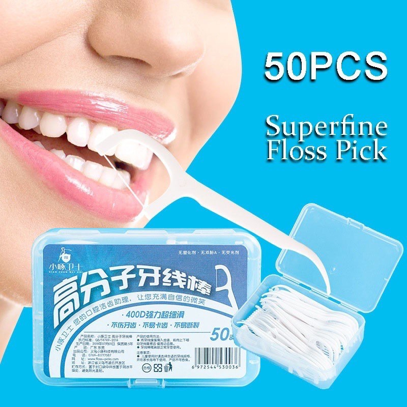 tiken Floss 50 pcs/set Flosser Teeth /Thread Toothpick stick with arc ...