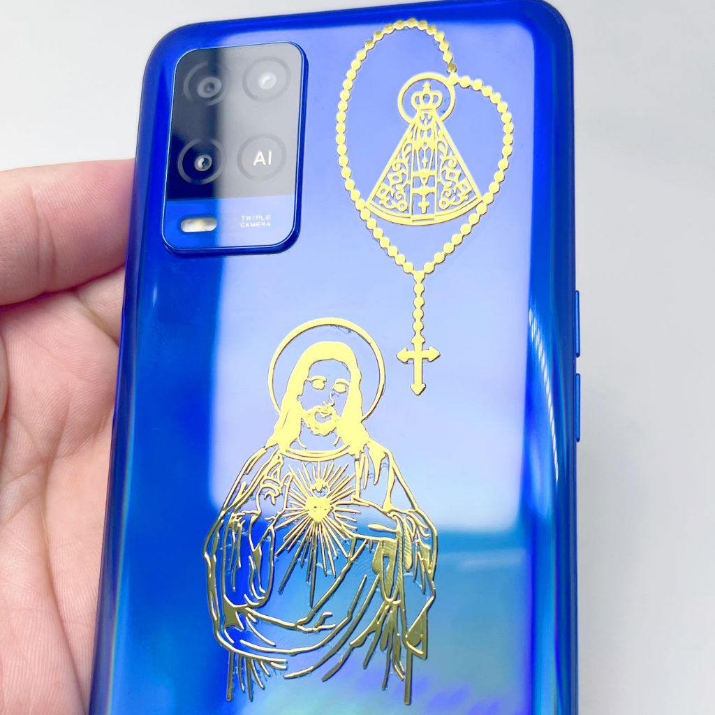 HH brass metal stickers Jesus Virgin Mary Pure Copper Hollow Sticker ...