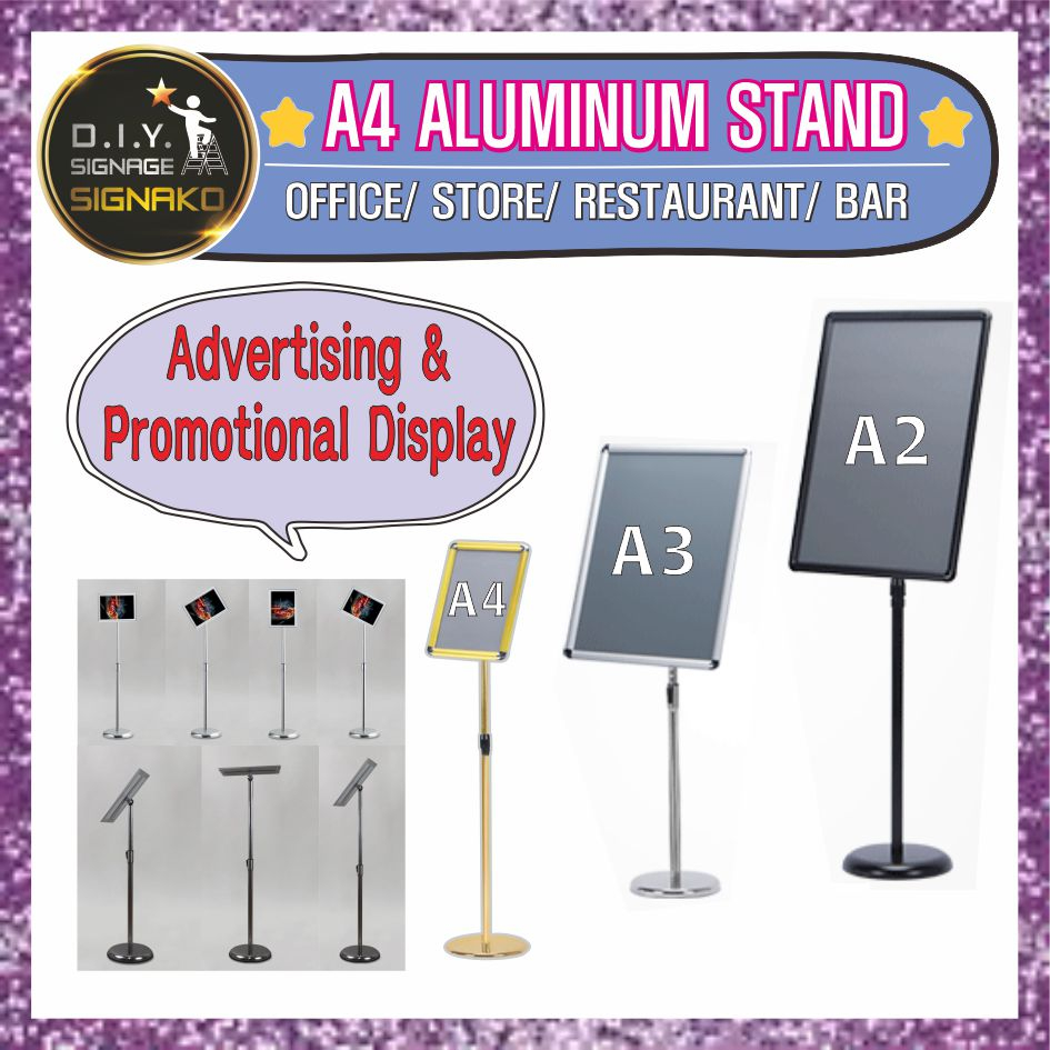 A4 Aluminum Sign Stand / Display Frame Standee Office Store Menu Poster ...