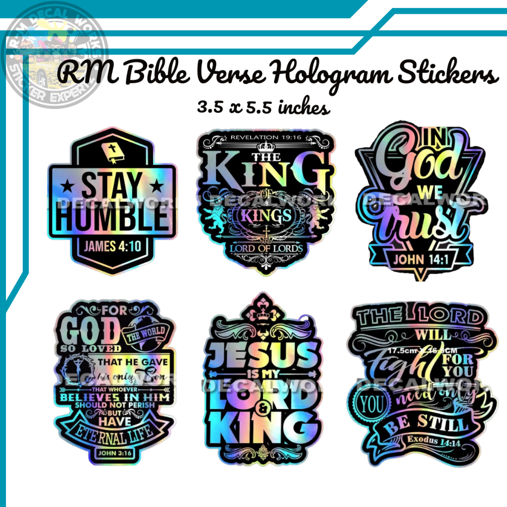 RM RELIGIOUS HOLOGRAM STICKER CAR MOTORCYCLE BIBLE VERSE DECAL ...