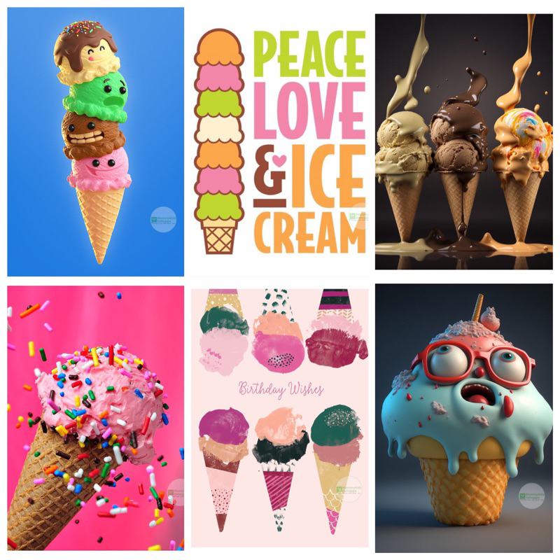 Ice Cream Theme Wall Decor Design A4 Size Laminated | Shopee Singapore