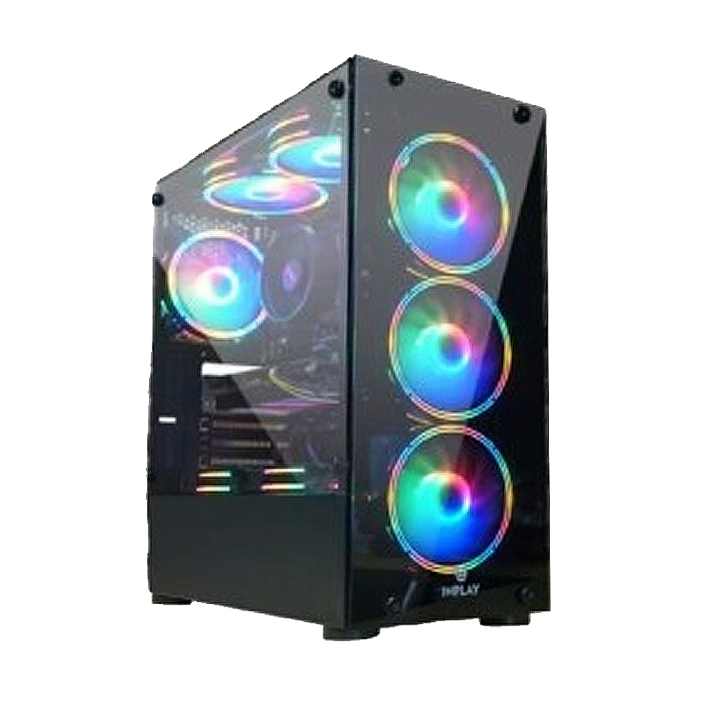 Inplay Meteor 03 tempered glass ATX case white/black pc case gaming ...