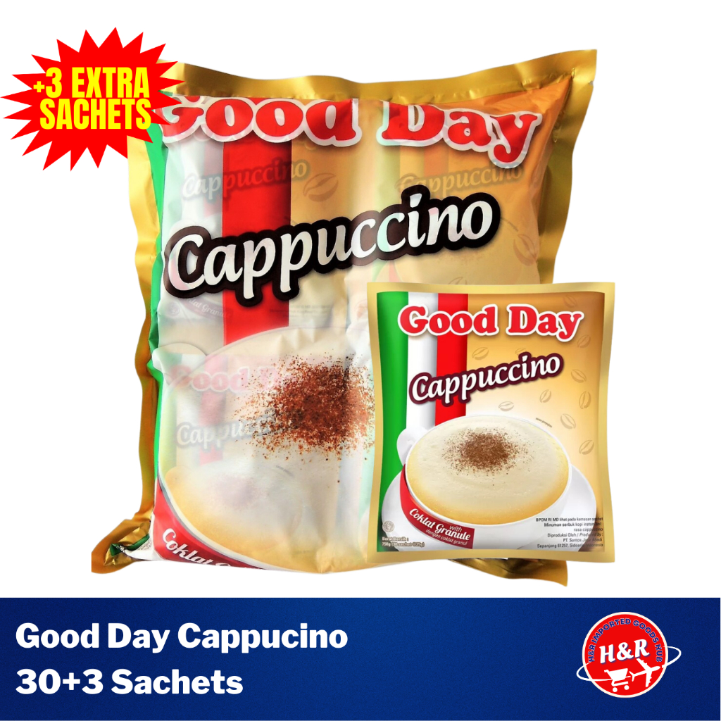 (33 Sachets) Good Day 3in1 Coffee Cappuccino with Chocolate Granules ...