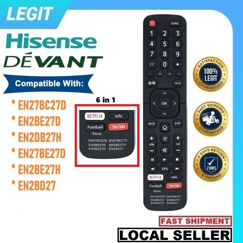 Devant Hisense Smart TV remote control Original EN2BD27H EN2BC27 ...