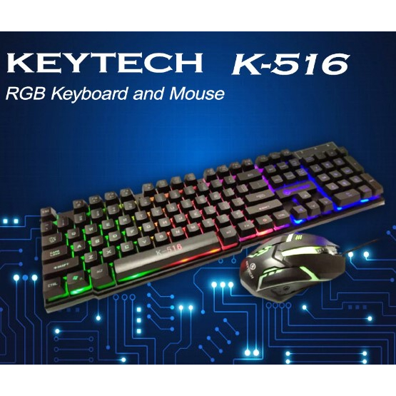 Keytech K516 RGB Kbm Combo Usb brandnew with warranty bundle kb mouse ...