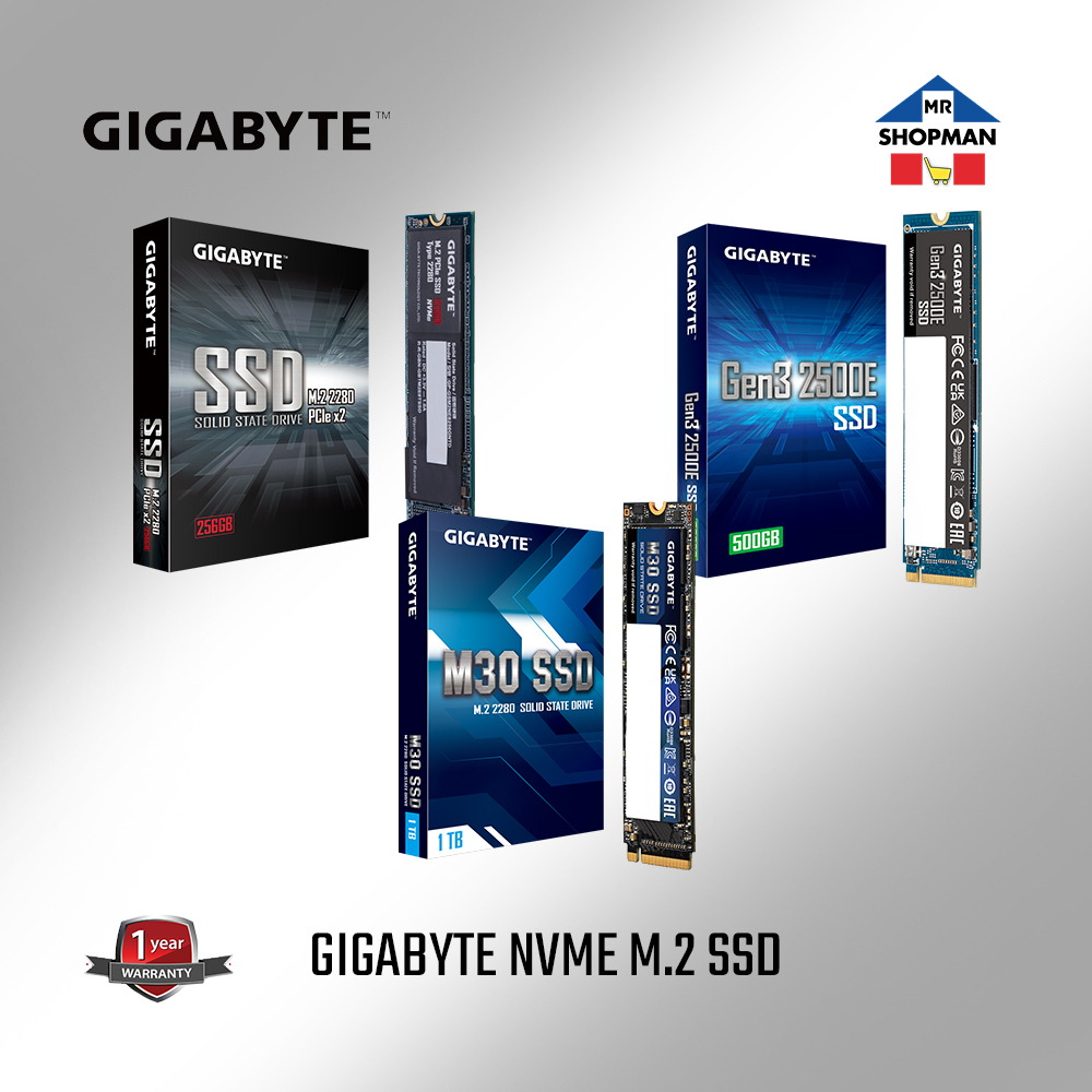 Gigabyte 250gb / 256Gb / 500Gb / 1Tb NVME SSD M2 Storage 2500E PCIe 3.0 ...