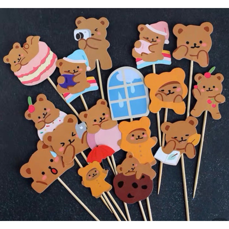 Bear theme cardstock cake topper | Shopee Singapore