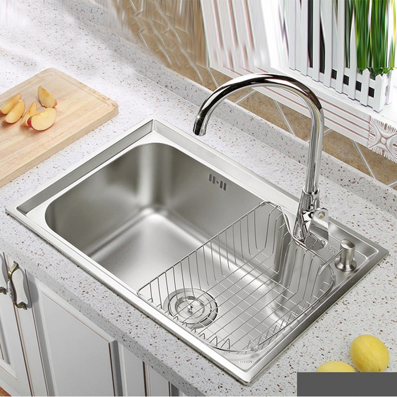 Manzan SUS304 Kitchen Sink Thickness Large Single Sink Silver Basin ...